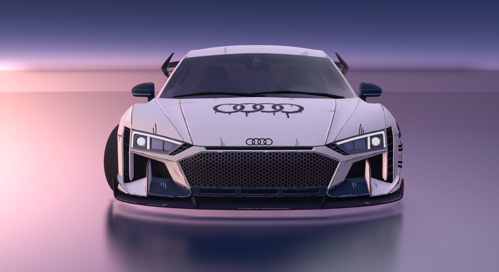 Cartoon Audi R8 in 2D Style 3D model | CGTrader