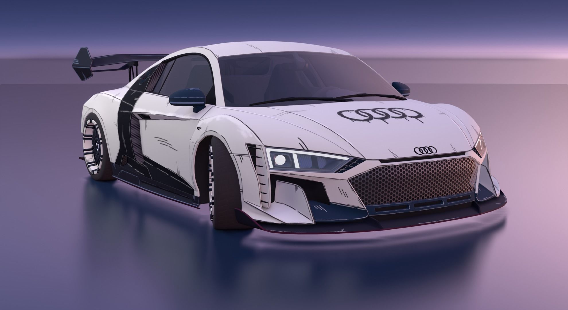 Cartoon Audi R8 in 2D Style 3D model | CGTrader