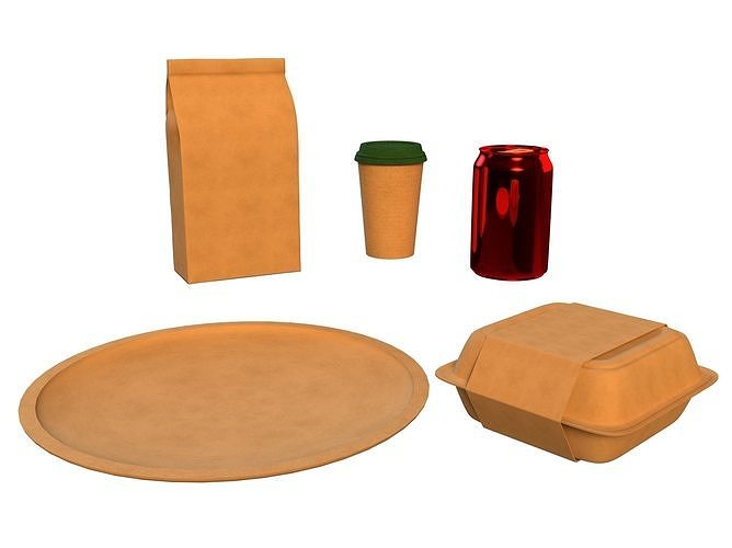 Fast Food Menu Set - Collection - Nutrition - Take Away 3D model | CGTrader