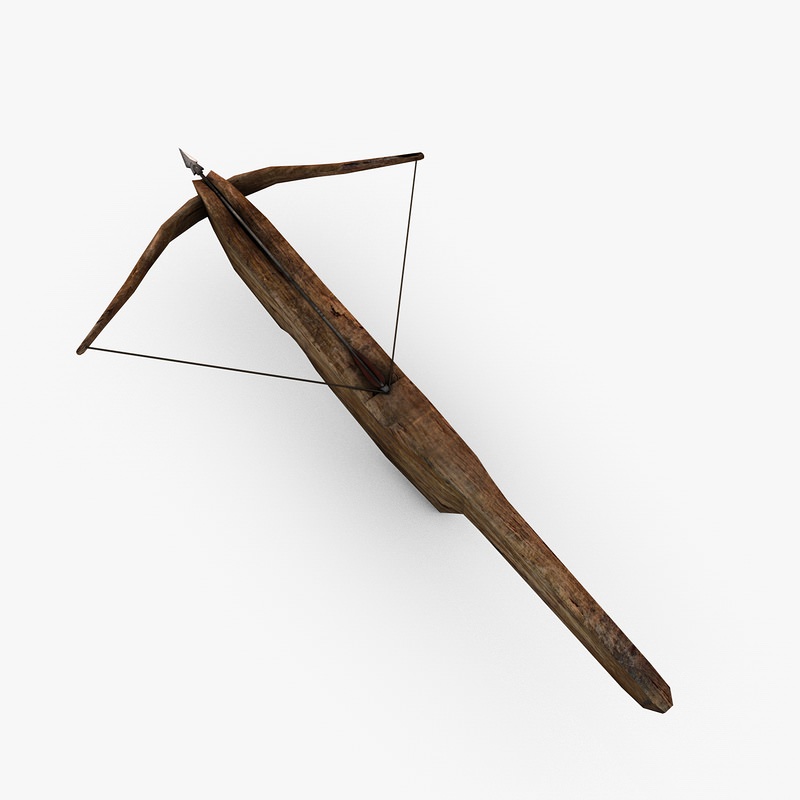 3D model Low poly crossbow wooden bow and arrow VR / AR / low-poly ...