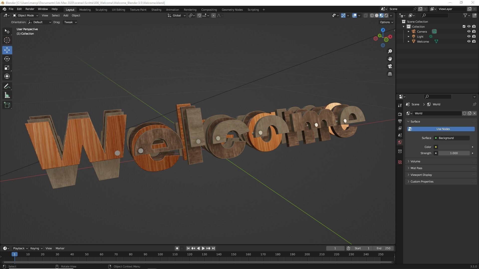3D model Welcome written wood VR / AR / low-poly | CGTrader