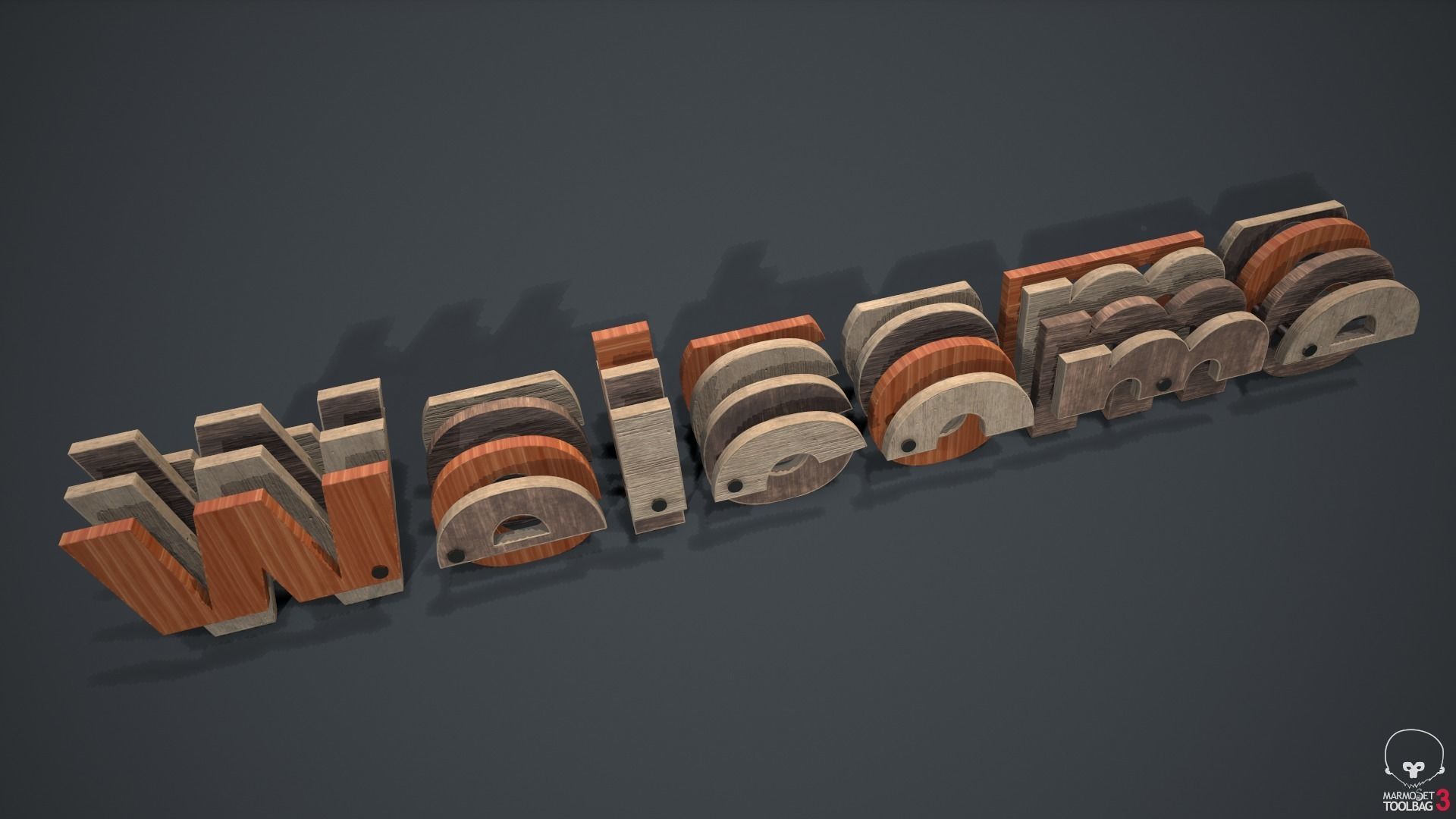 3D model Welcome written wood VR / AR / low-poly | CGTrader