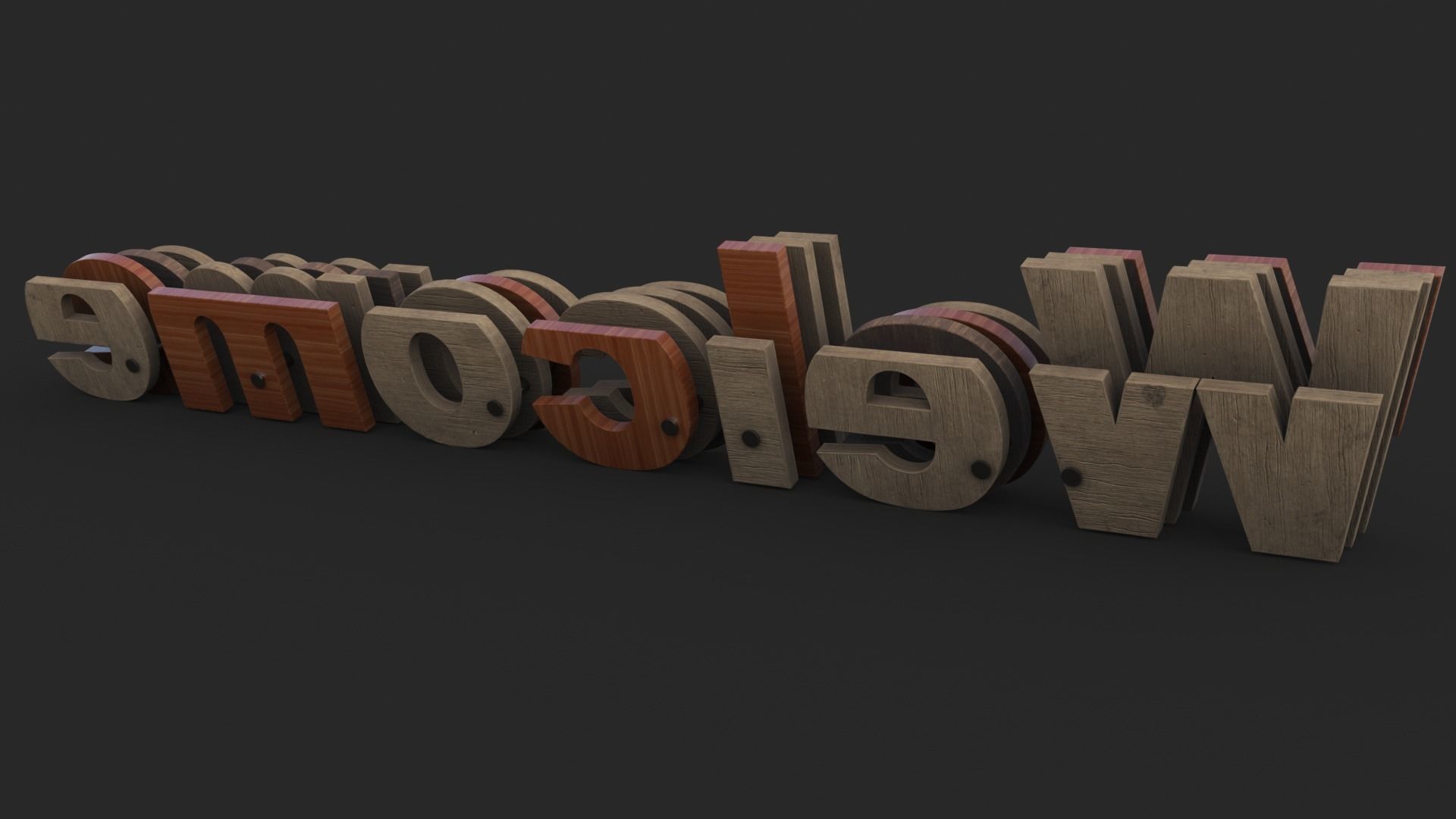 3D model Welcome written wood VR / AR / low-poly | CGTrader
