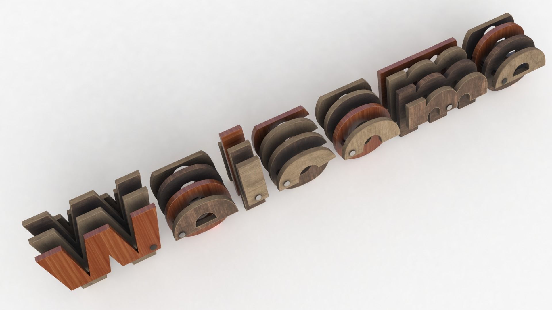 3D model Welcome written wood VR / AR / low-poly | CGTrader