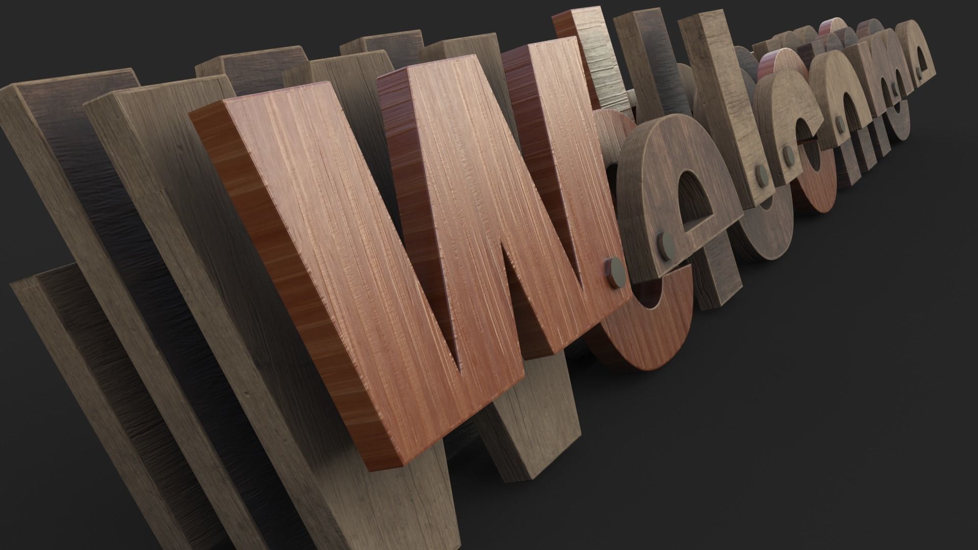 3D model Welcome written wood VR / AR / low-poly | CGTrader