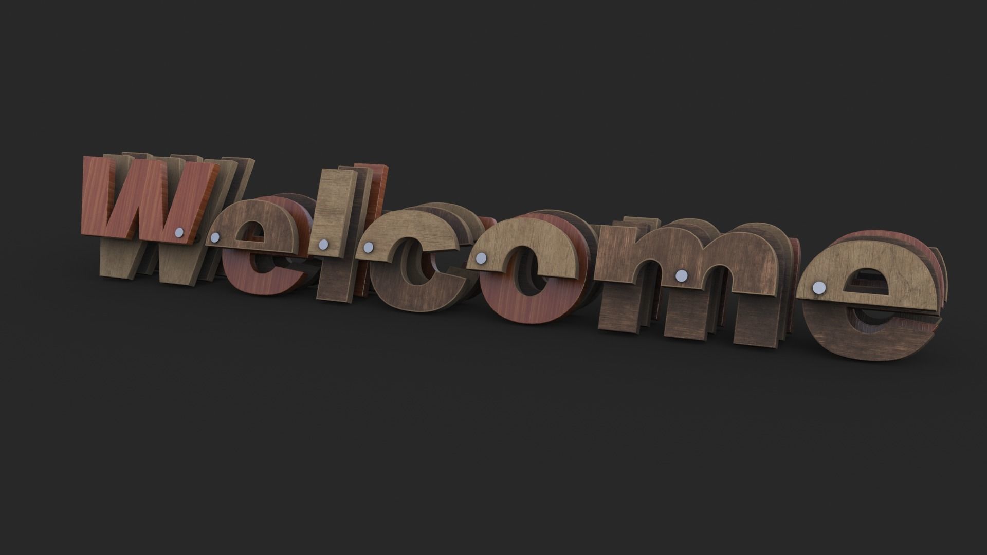 3D model Welcome written wood VR / AR / low-poly | CGTrader