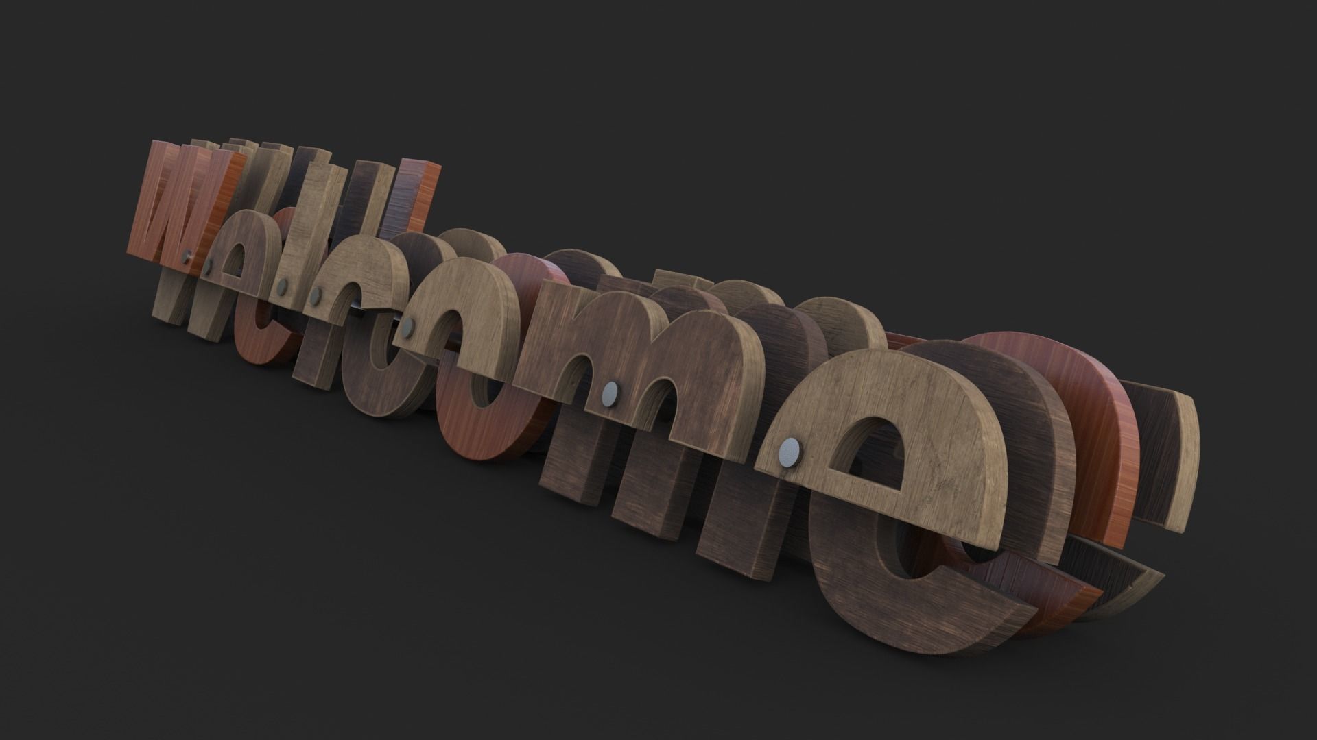 3D model Welcome written wood VR / AR / low-poly | CGTrader