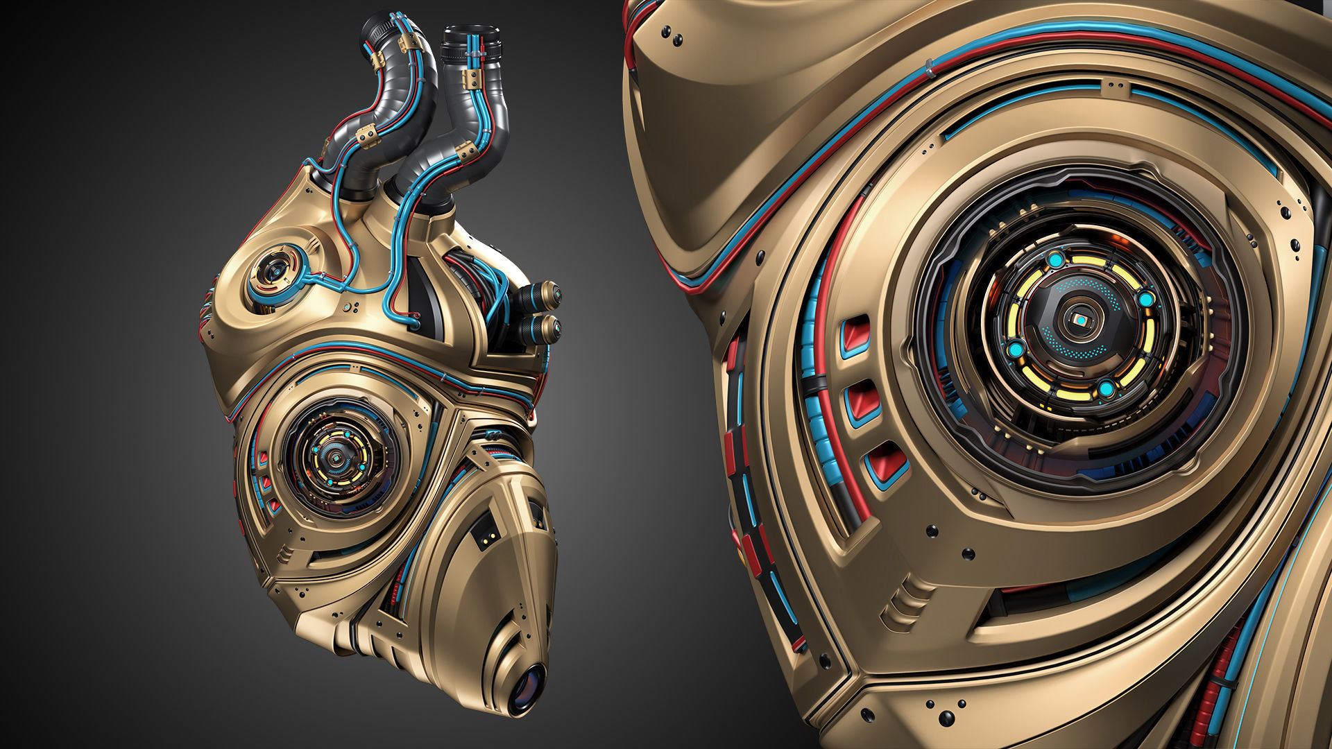 Sci-Fi Robot Heart 2b 3D model animated | CGTrader