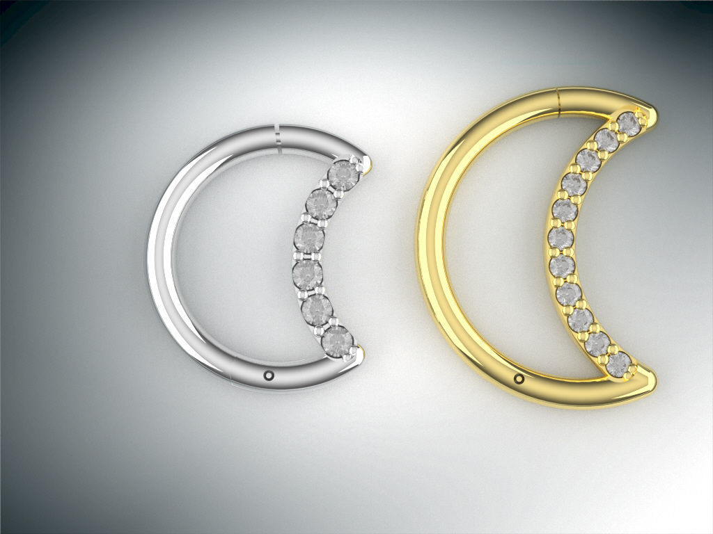 Pac 2 sizes piercing Moon segment for ear Daith helix 3D model 3D ...
