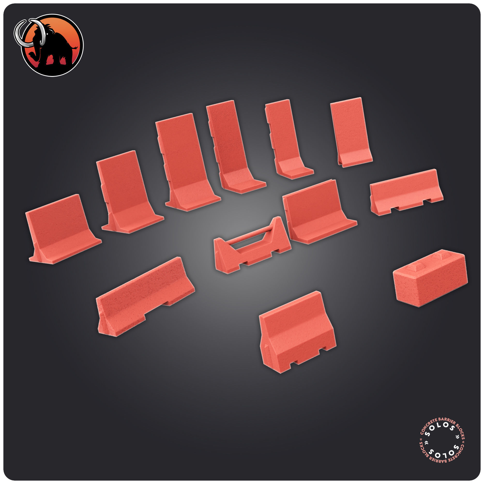 Concrete Barrier Blocks 3D model 3D printable | CGTrader