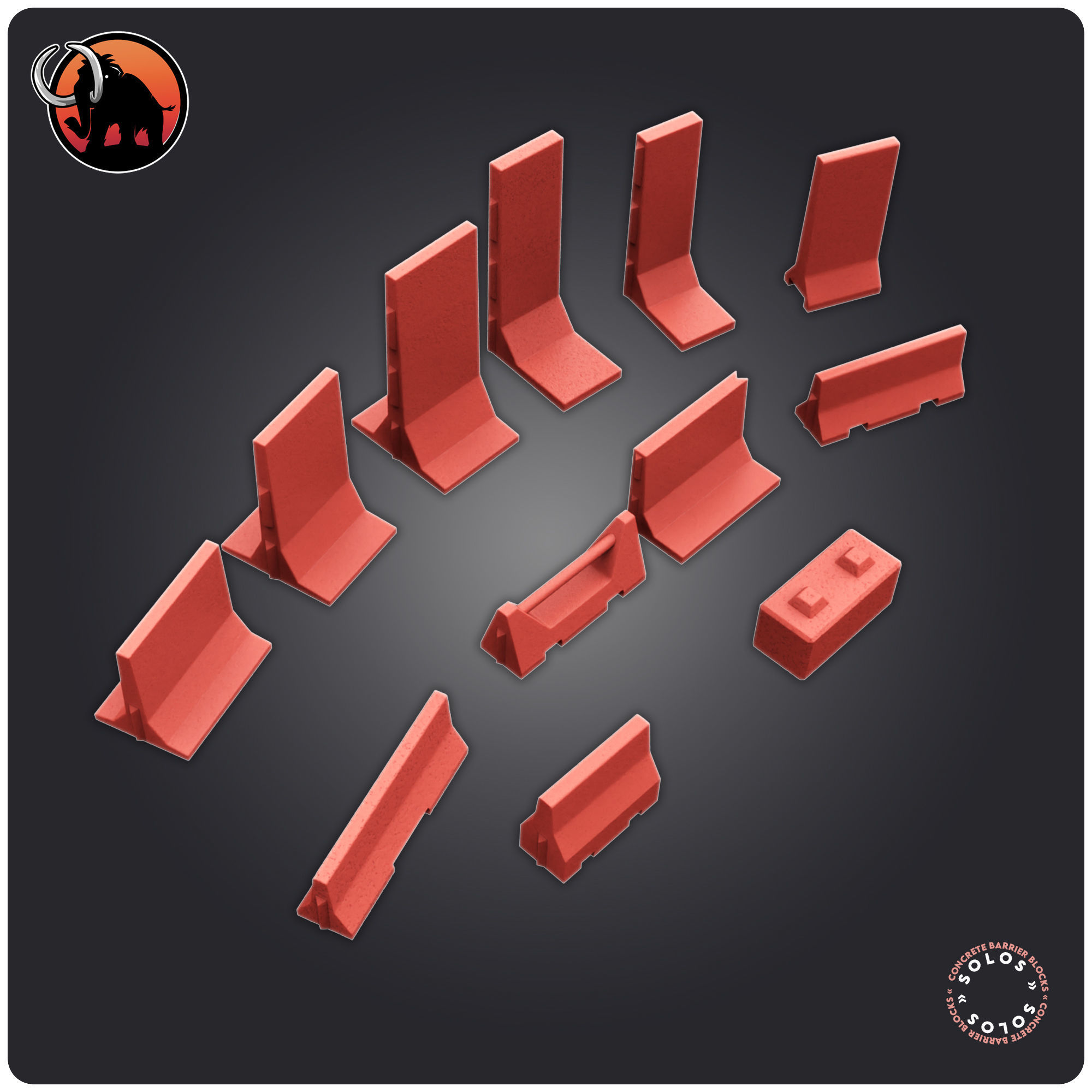 Concrete Barrier Blocks 3D model 3D printable | CGTrader