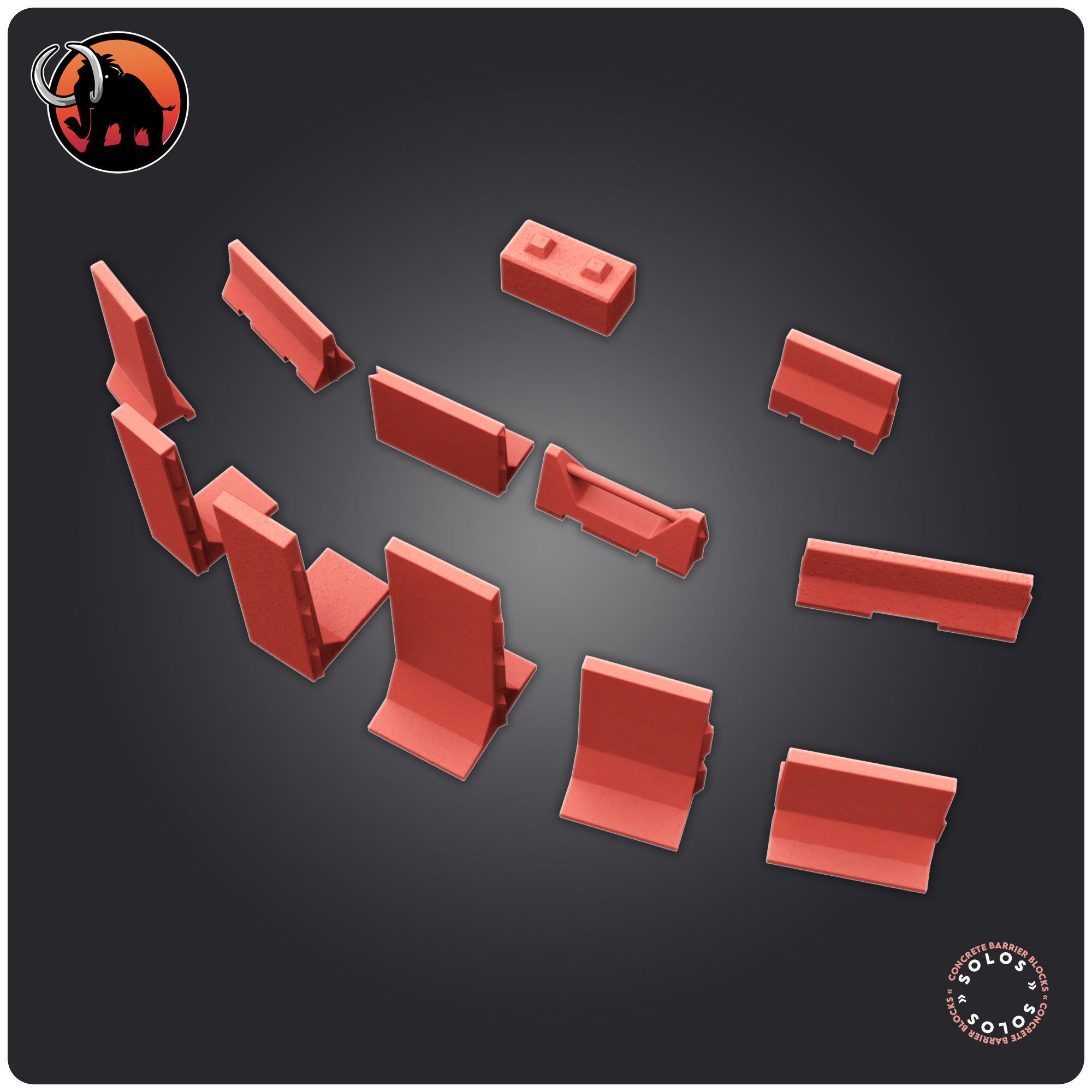 Concrete Barrier Blocks 3D model 3D printable | CGTrader