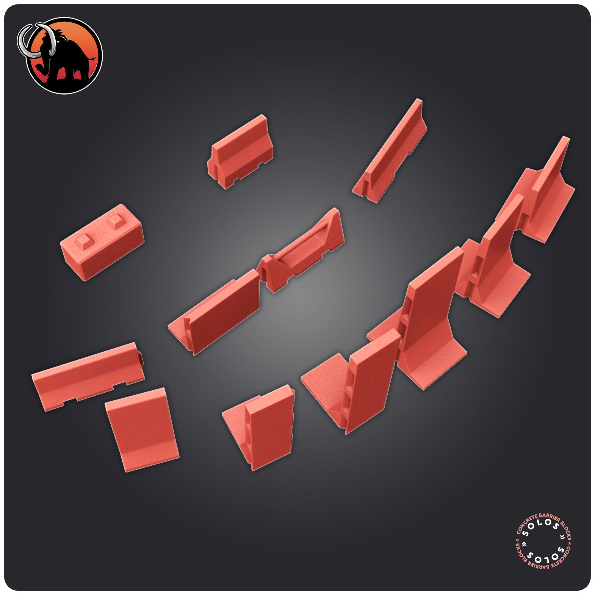 Concrete Barrier Blocks 3D model 3D printable | CGTrader