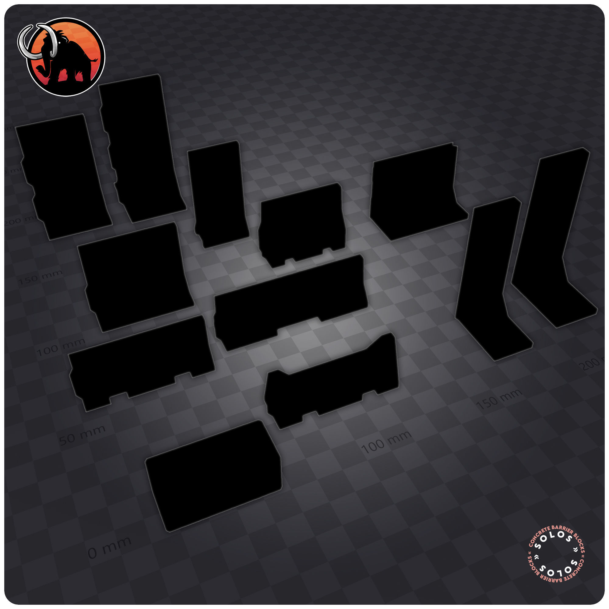 Concrete Barrier Blocks 3D model 3D printable | CGTrader