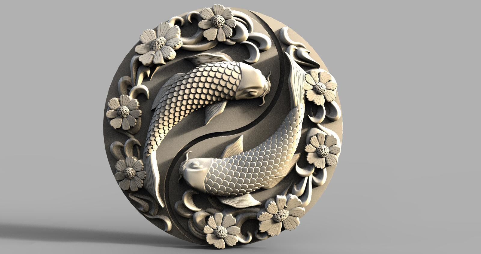 Yin Yang Koi fish CNC 3D model 3D printable | CGTrader