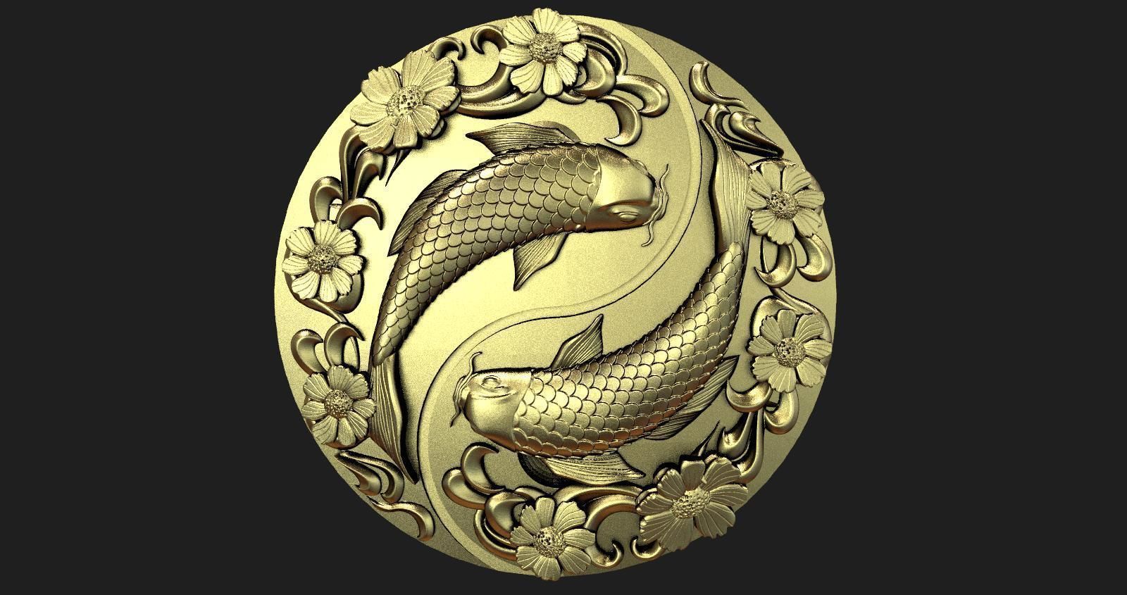 Yin Yang Koi fish CNC 3D model 3D printable | CGTrader