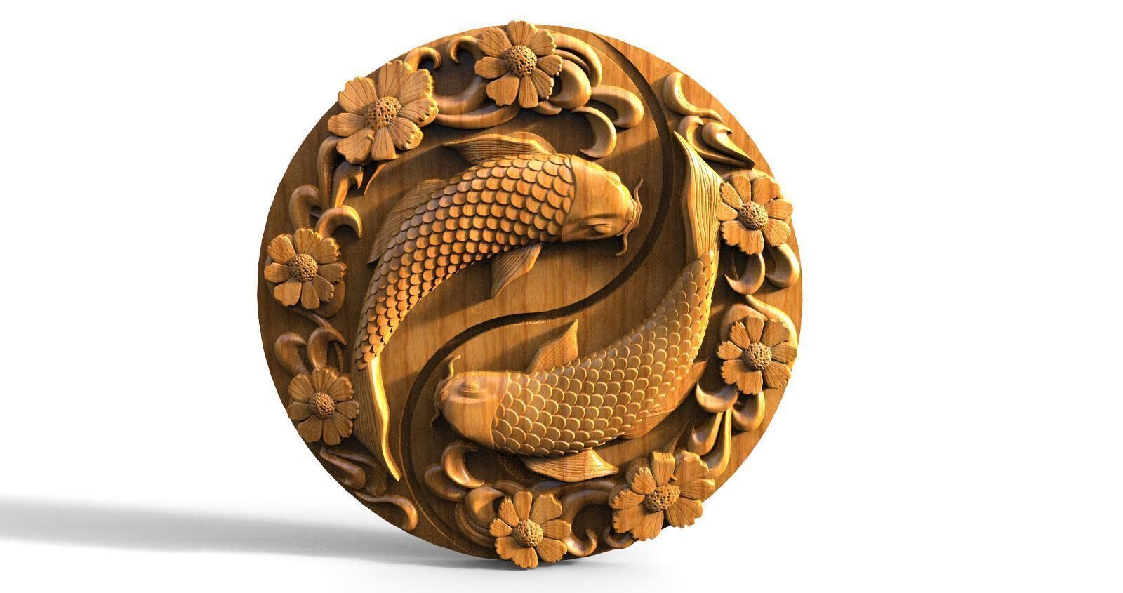 Yin Yang Koi fish CNC 3D model 3D printable | CGTrader