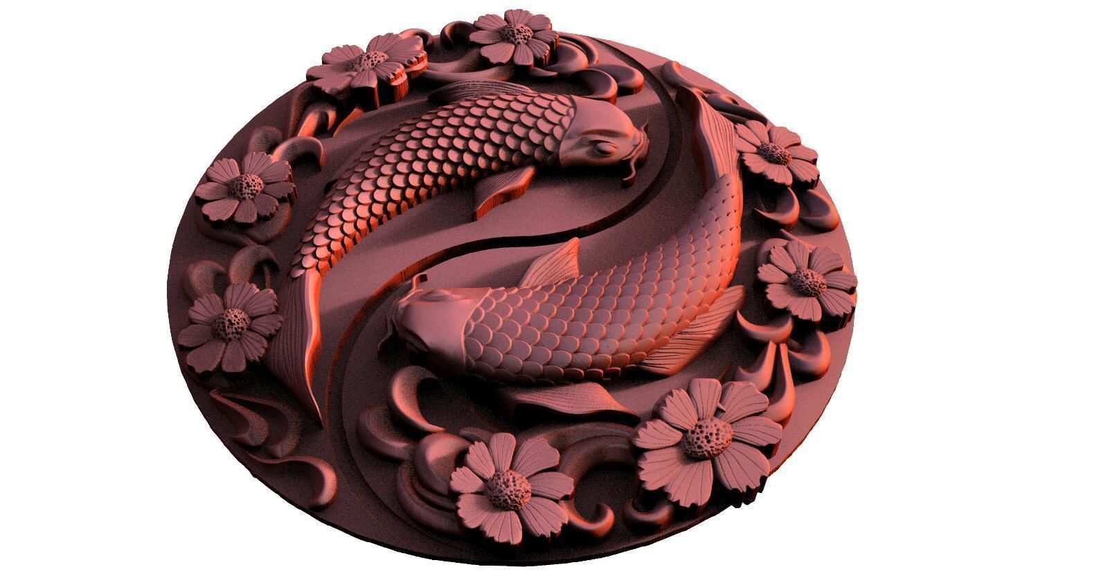 Yin Yang Koi fish CNC 3D model 3D printable | CGTrader