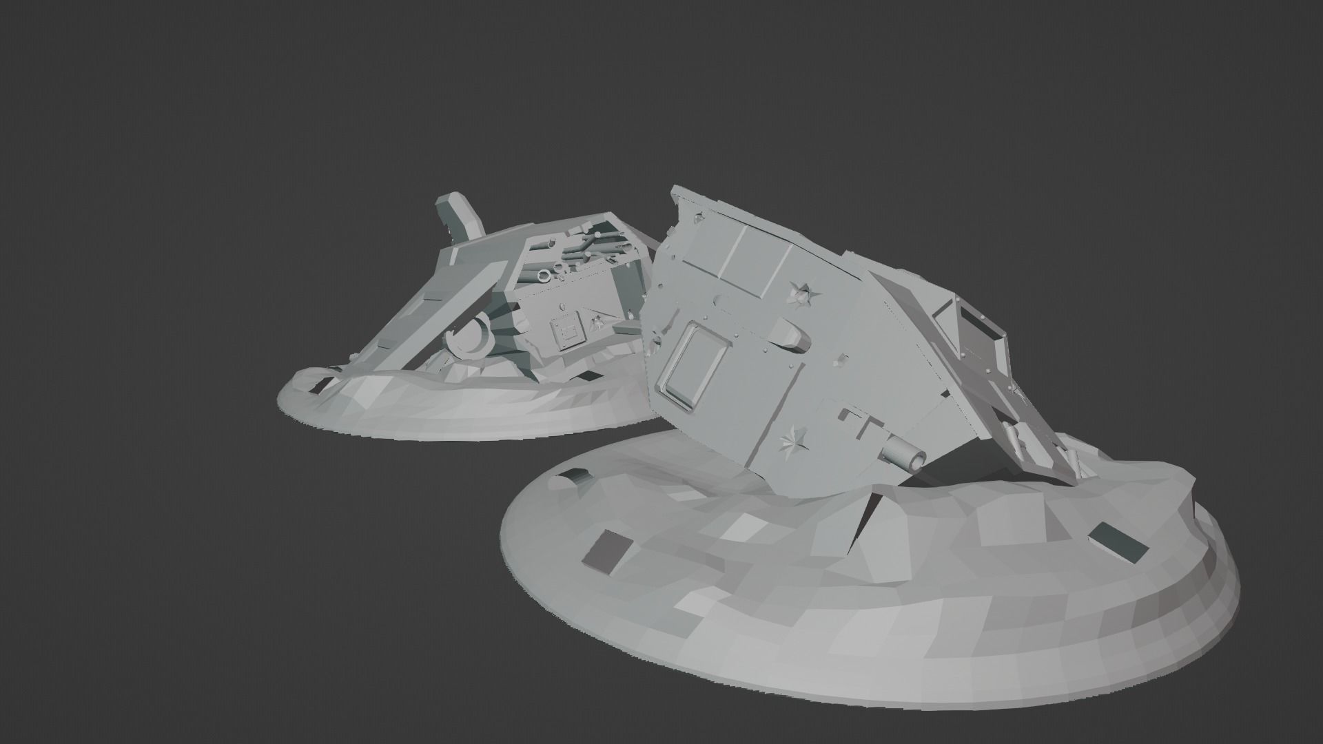 Crashed Space Ship 3D model 3D printable | CGTrader