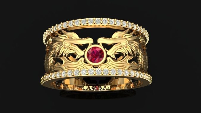 Dragon Diamond Ring 3D model 3D printable | CGTrader