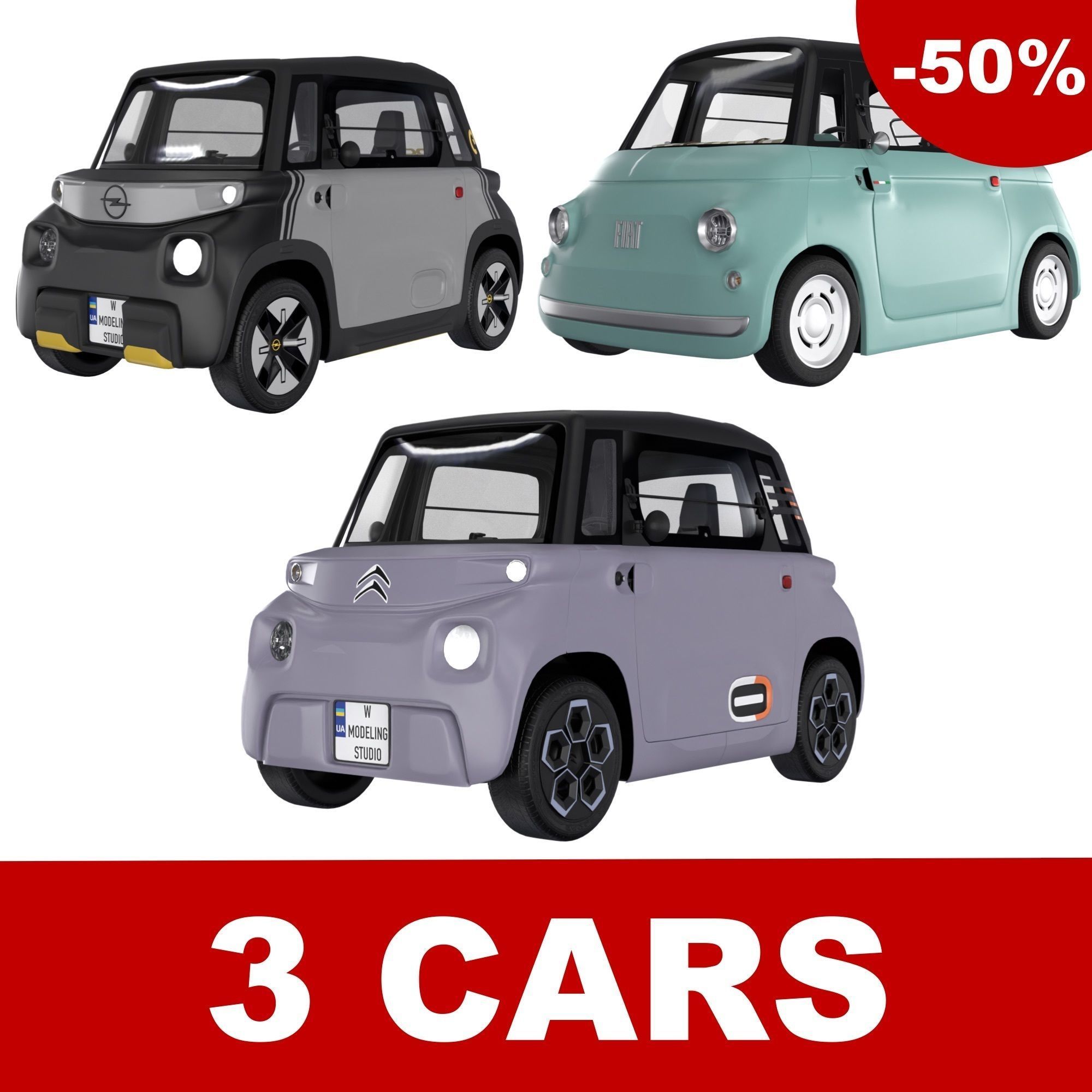 Pack mini-car HQ interior 3D Model Collection | CGTrader