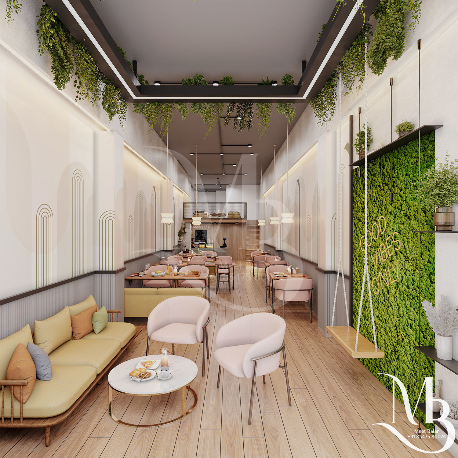 INTERIOR MODERN CAFE 3D FULL MODEL WITH LIGHTING 3D model | CGTrader