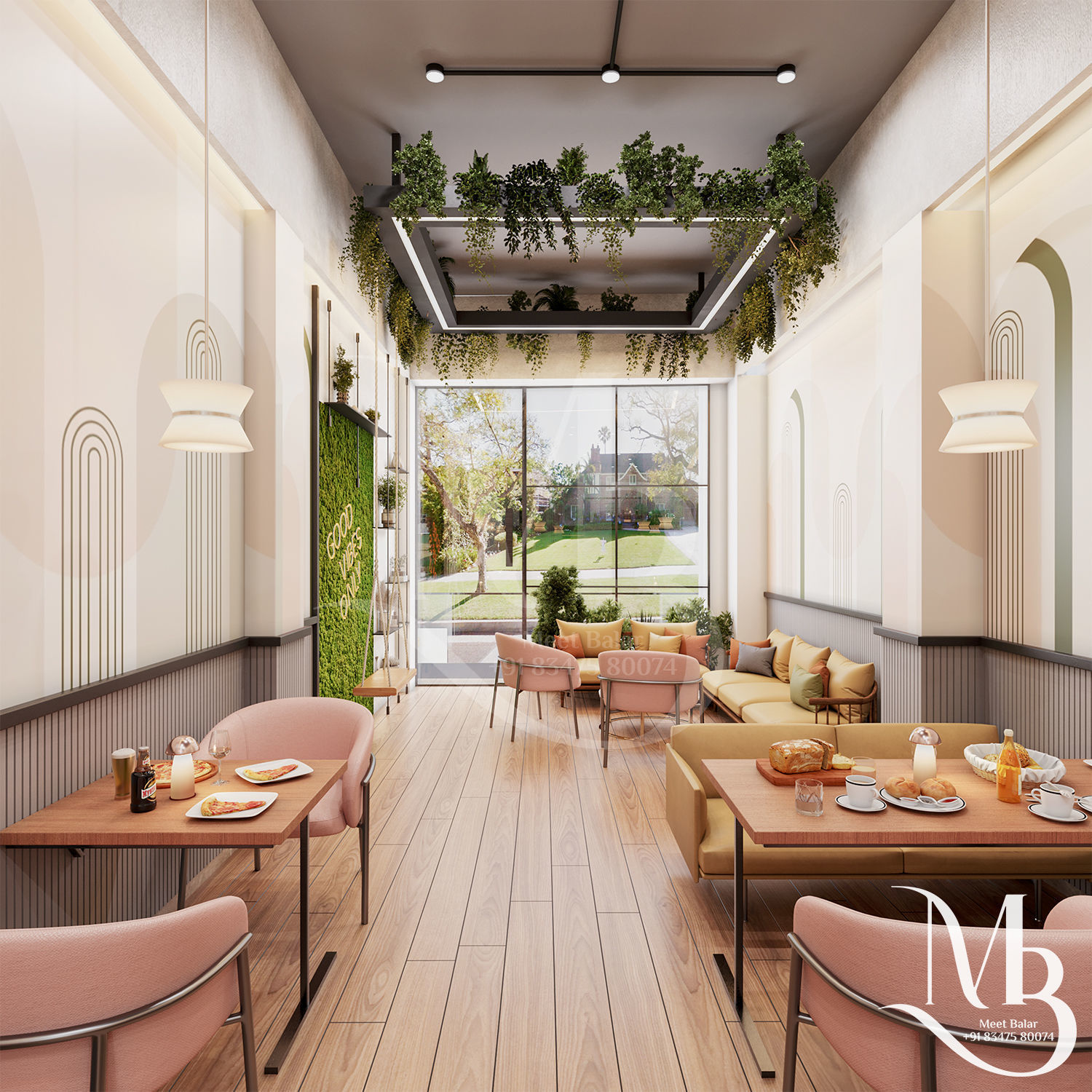 INTERIOR MODERN CAFE 3D FULL MODEL WITH LIGHTING 3D model | CGTrader