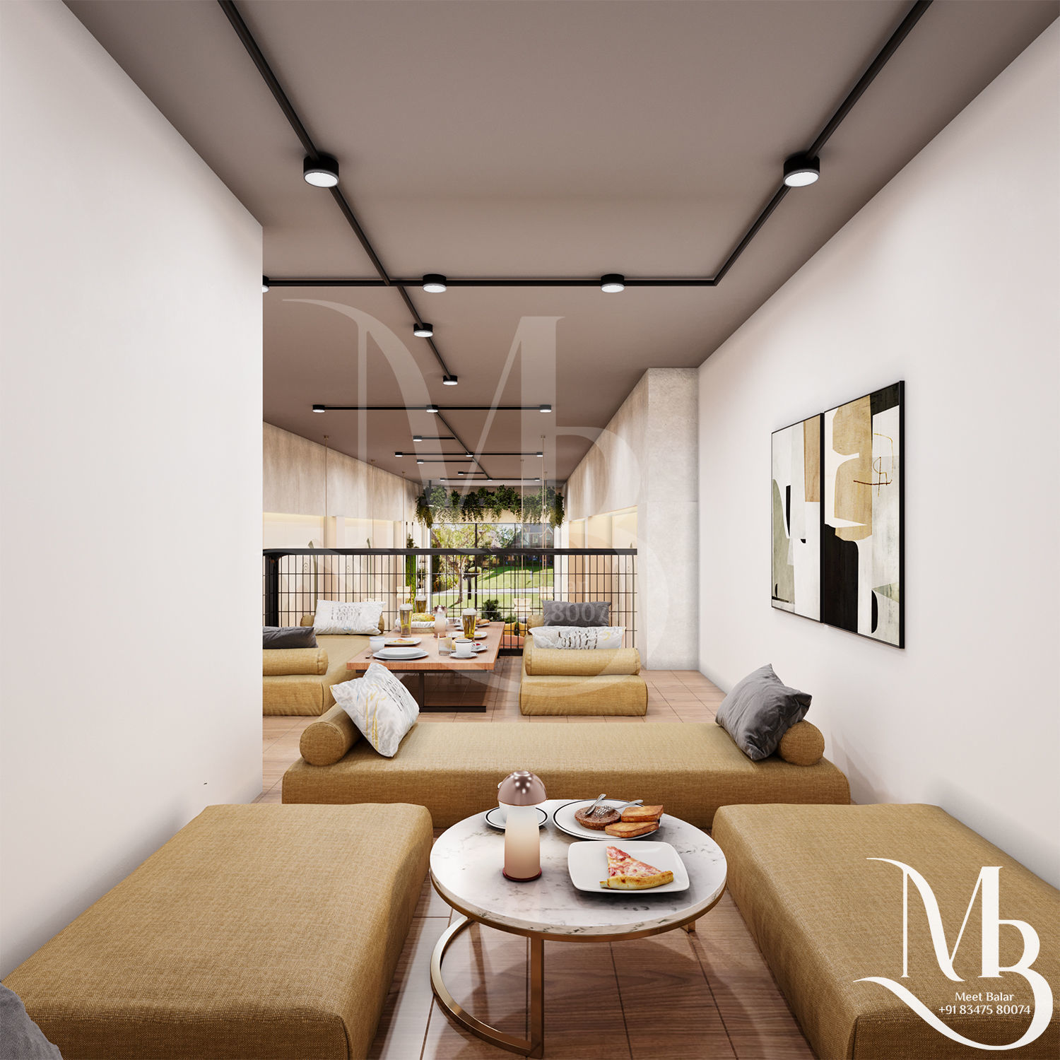INTERIOR MODERN CAFE 3D FULL MODEL WITH LIGHTING 3D model | CGTrader