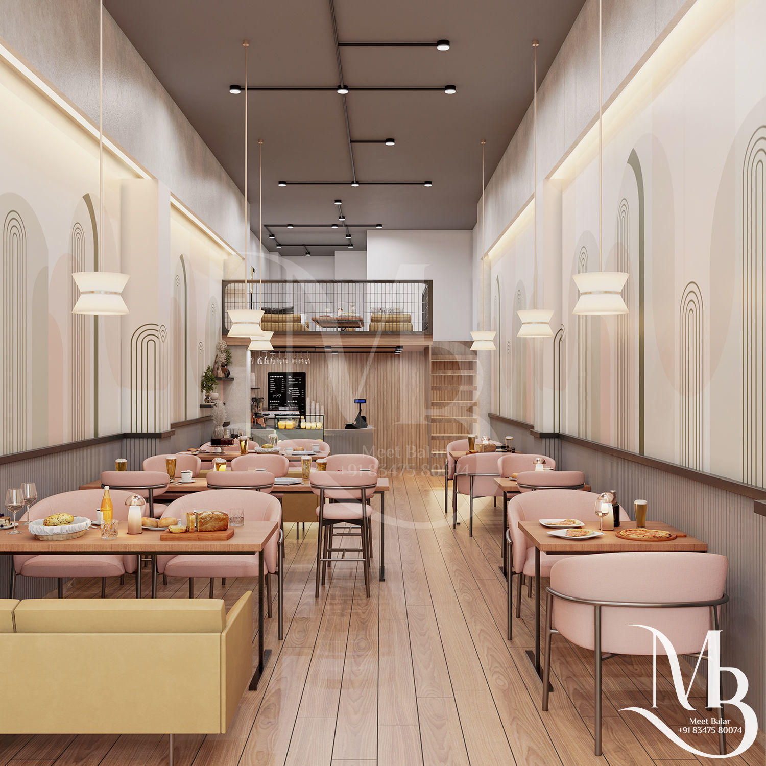 INTERIOR MODERN CAFE 3D FULL MODEL WITH LIGHTING 3D model | CGTrader