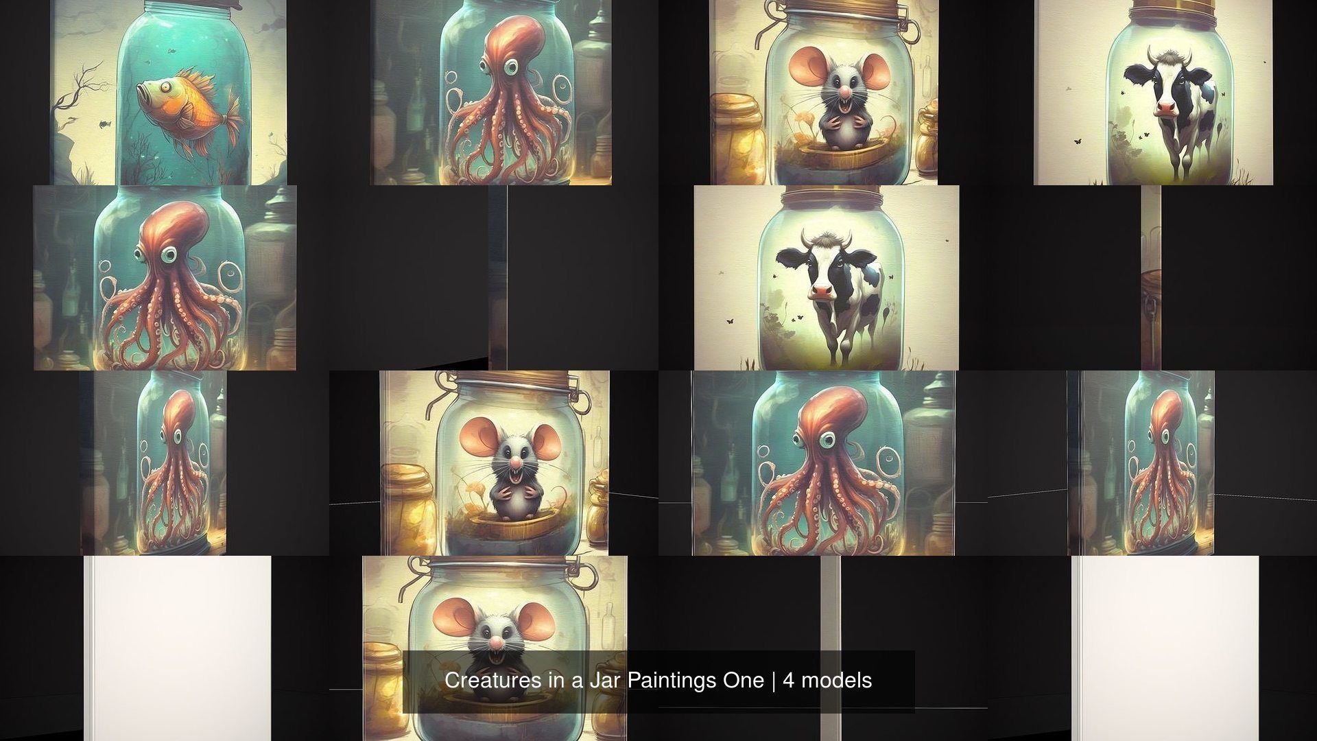 3D Model Collection Creatures in a Jar Paintings One VR / AR / low-poly ...
