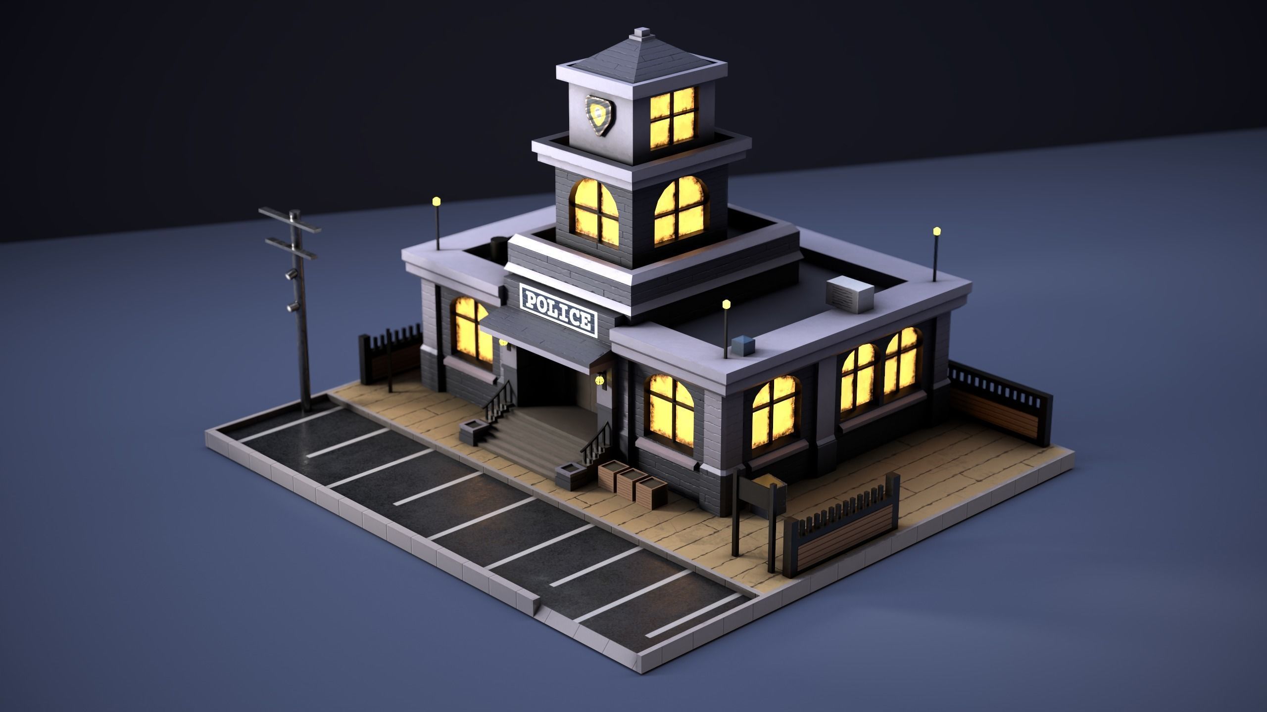 3D model Stylized Police Station VR / AR / low-poly | CGTrader