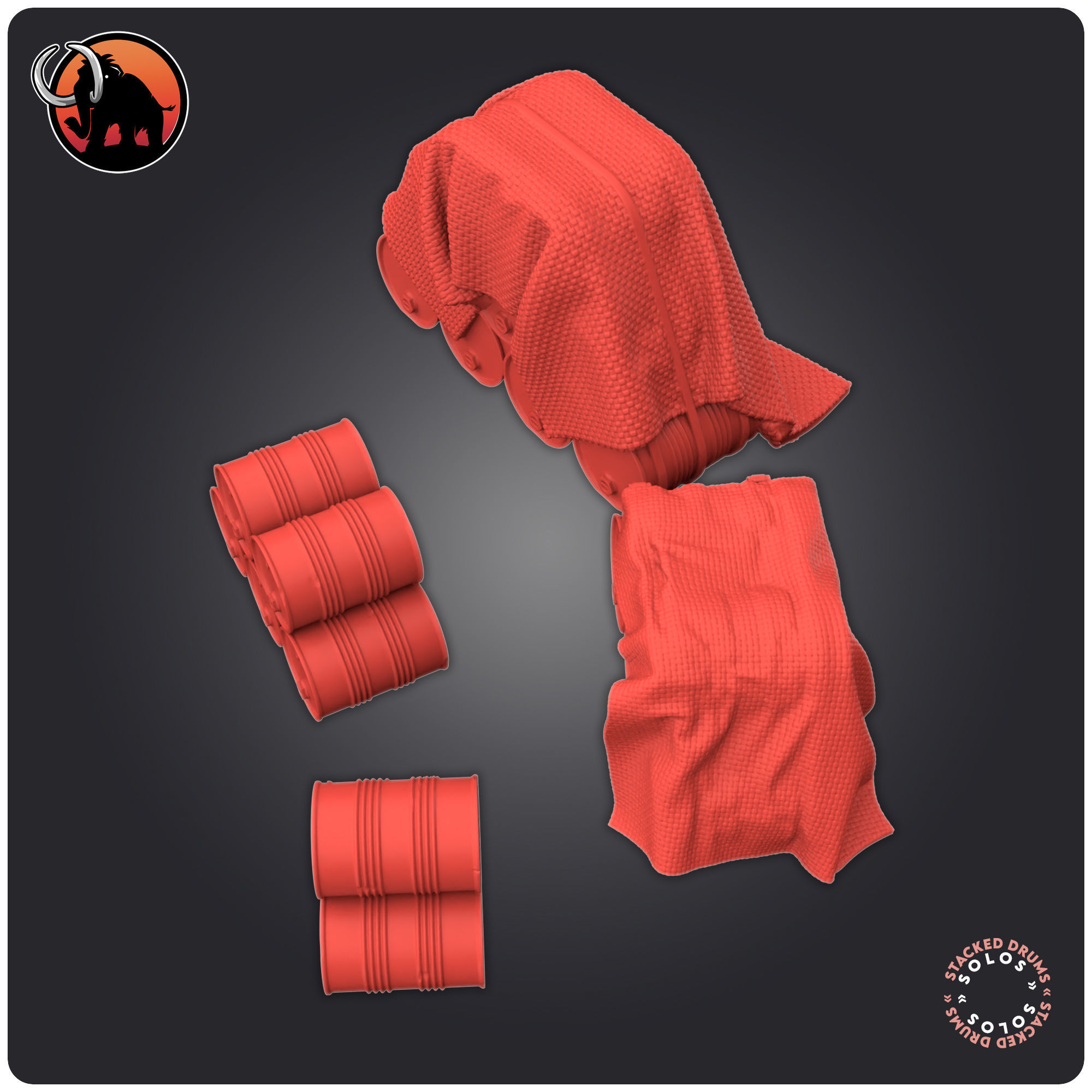 Stacked Drums 3D model 3D printable | CGTrader