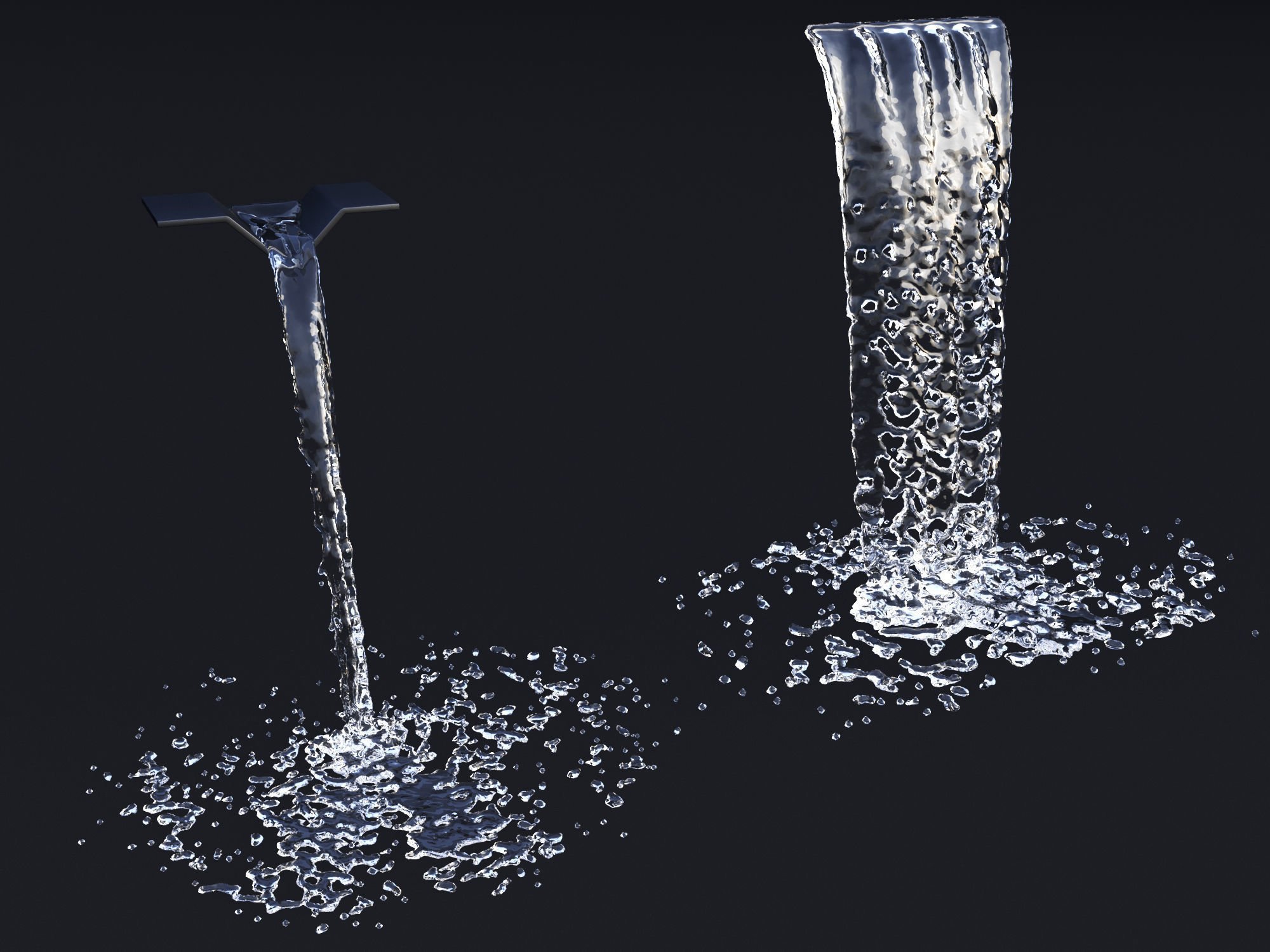Animated water elements 3D model animated | CGTrader