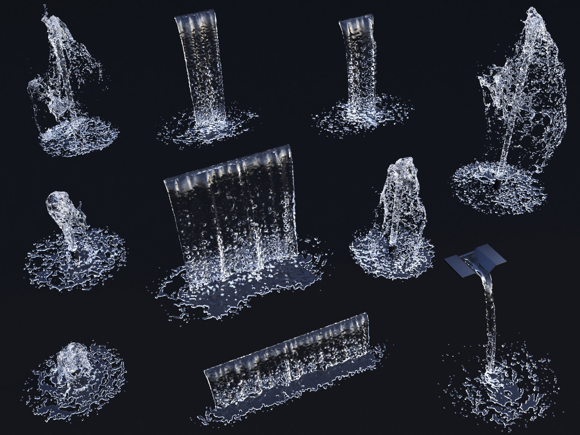 Animated water elements 3D model animated | CGTrader