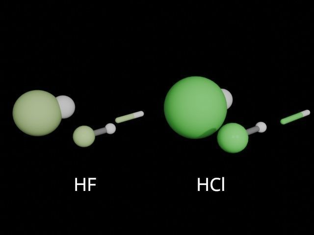 Hydrogen fluoride and hydrogen chloride 3D molecular models free VR ...
