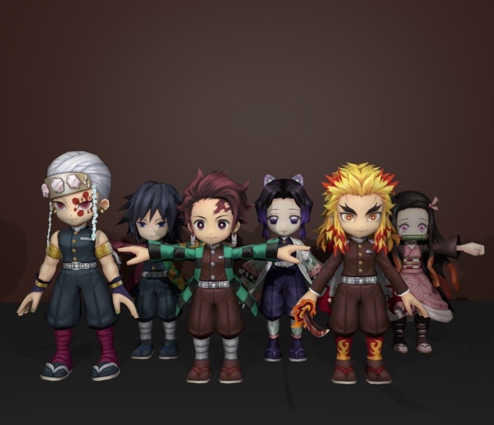 demon slayer mini 3D model animated rigged | CGTrader