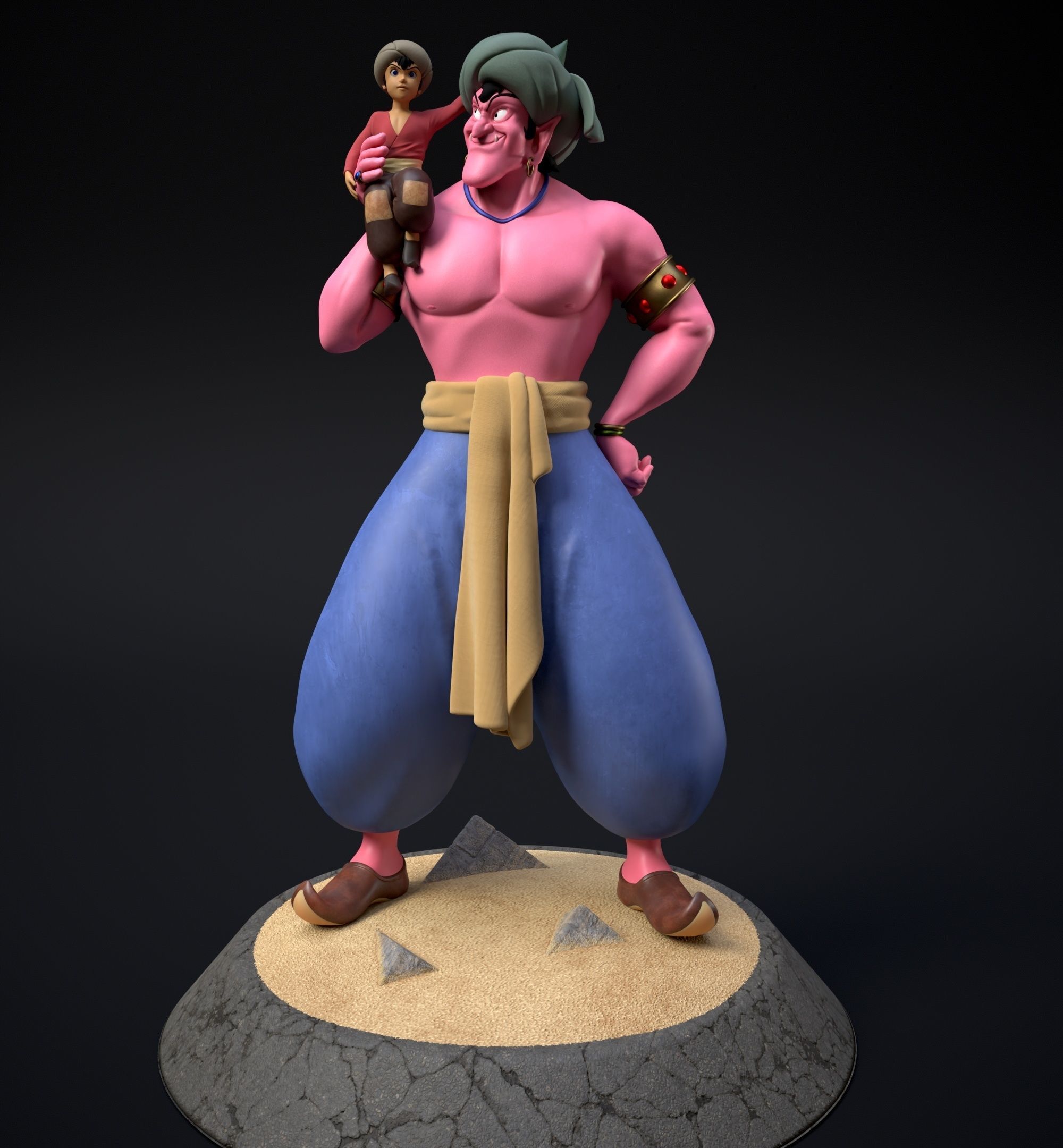Aladdin and the Djinn of the ring 3D Print 3D model 3D printable | CGTrader