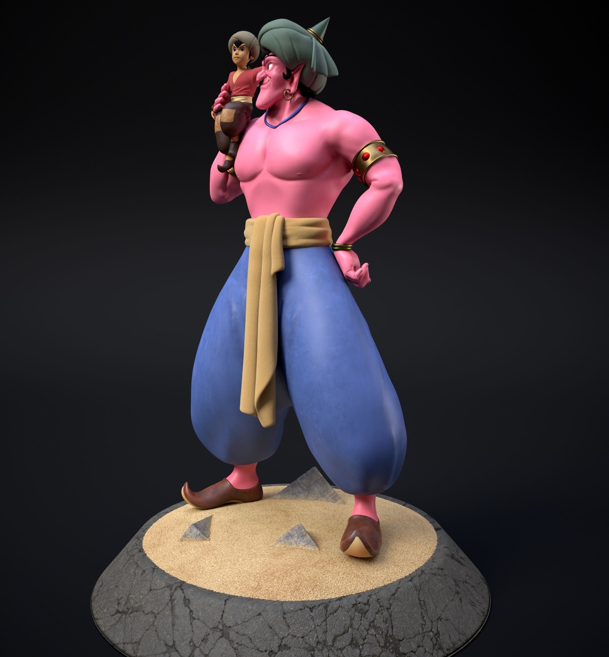 Aladdin and the Djinn of the ring 3D Print 3D model 3D printable | CGTrader