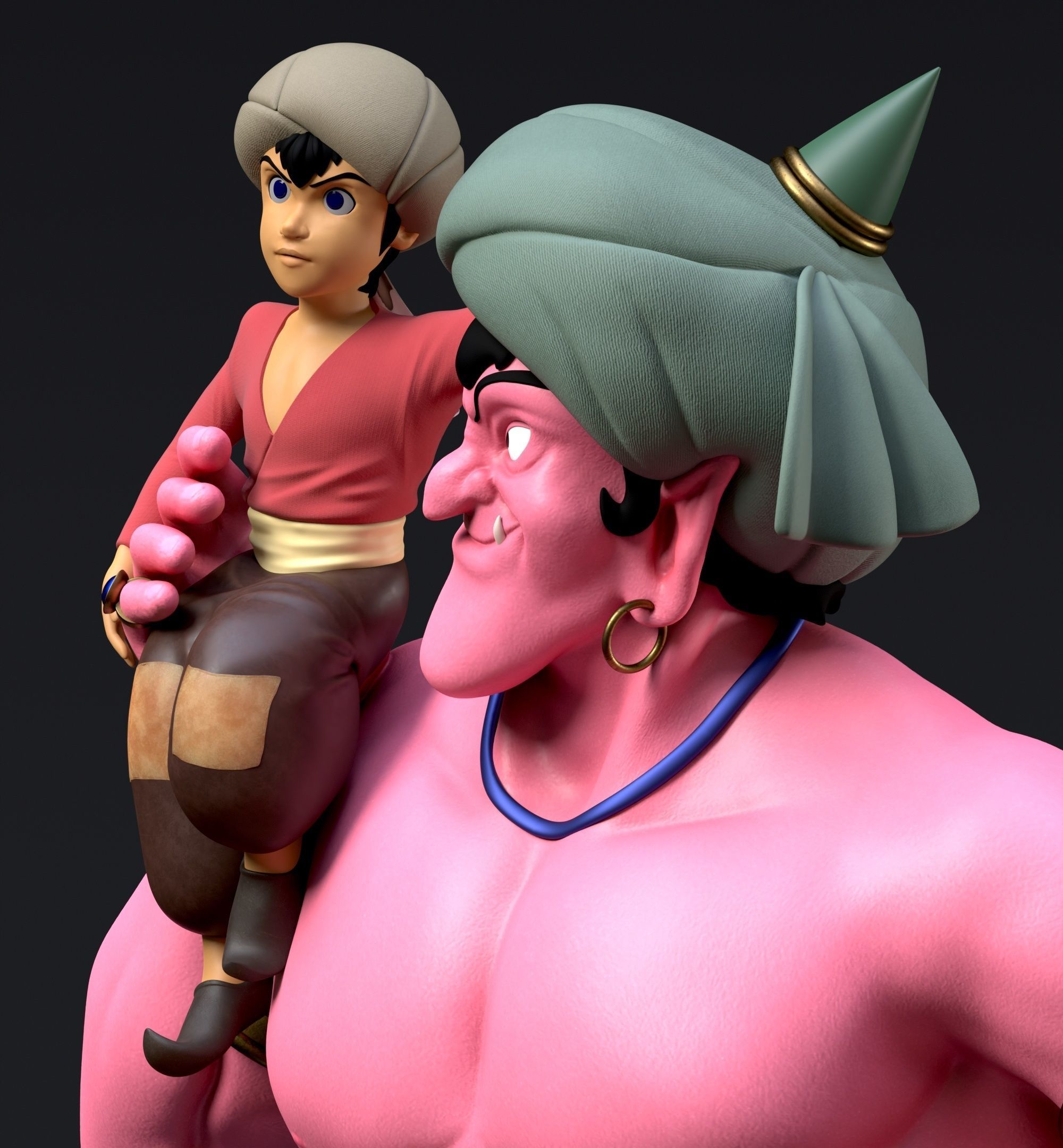Aladdin and the Djinn of the ring 3D Print 3D model 3D printable | CGTrader