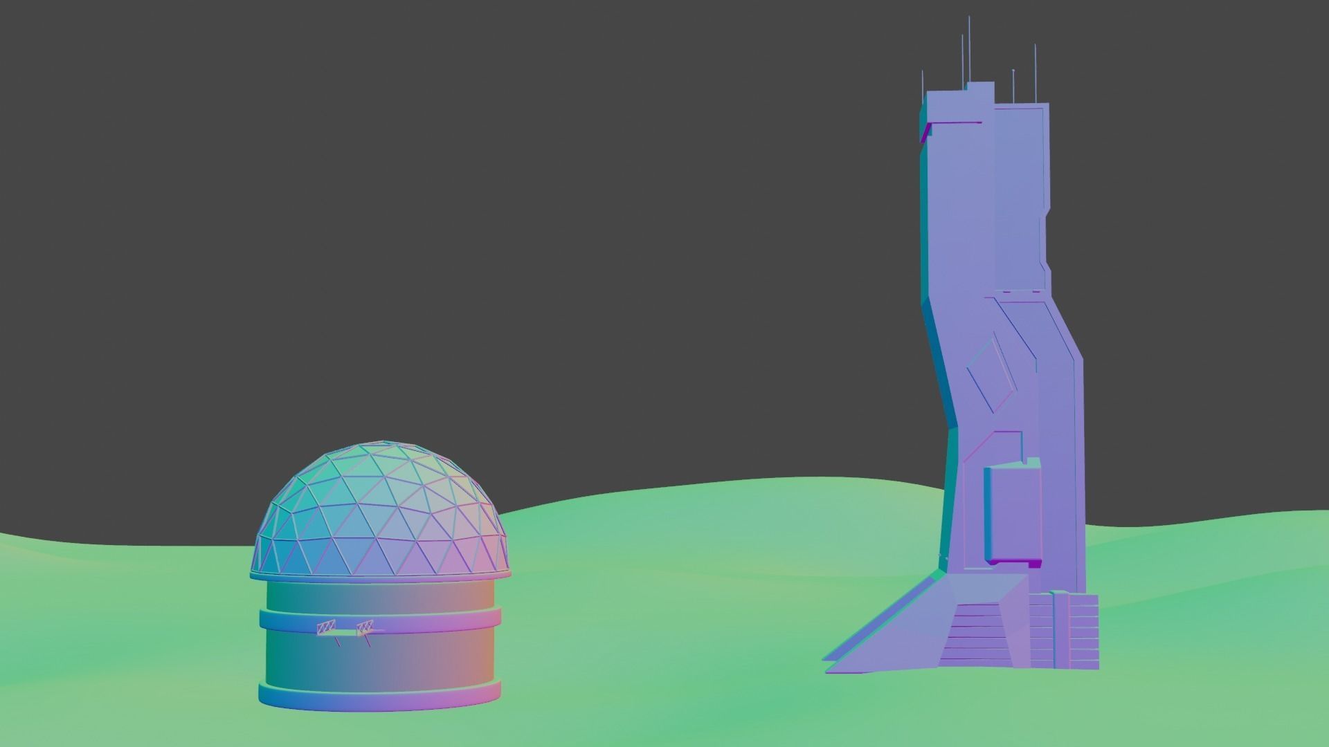 Sci-fi Buildings free VR / AR / low-poly 3D model | CGTrader