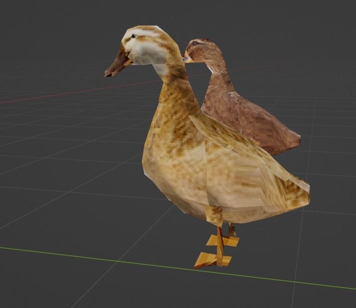 3D model 2 Ducks ps1 retro style low poly models VR / AR / low-poly ...