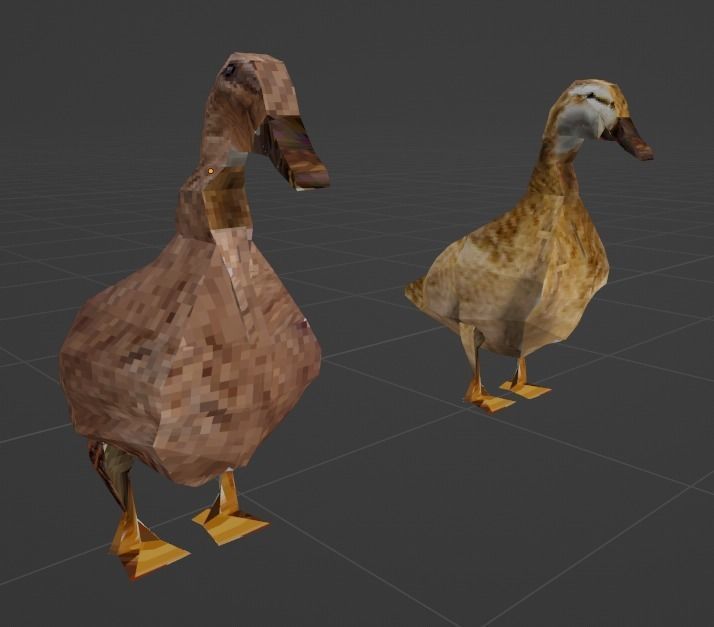 3D model 2 Ducks ps1 retro style low poly models VR / AR / low-poly ...