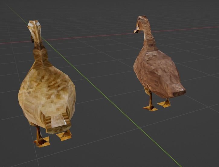 3D model 2 Ducks ps1 retro style low poly models VR / AR / low-poly ...