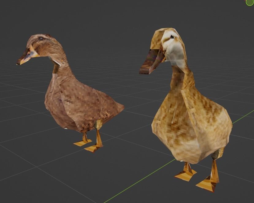 3D model 2 Ducks ps1 retro style low poly models VR / AR / low-poly ...