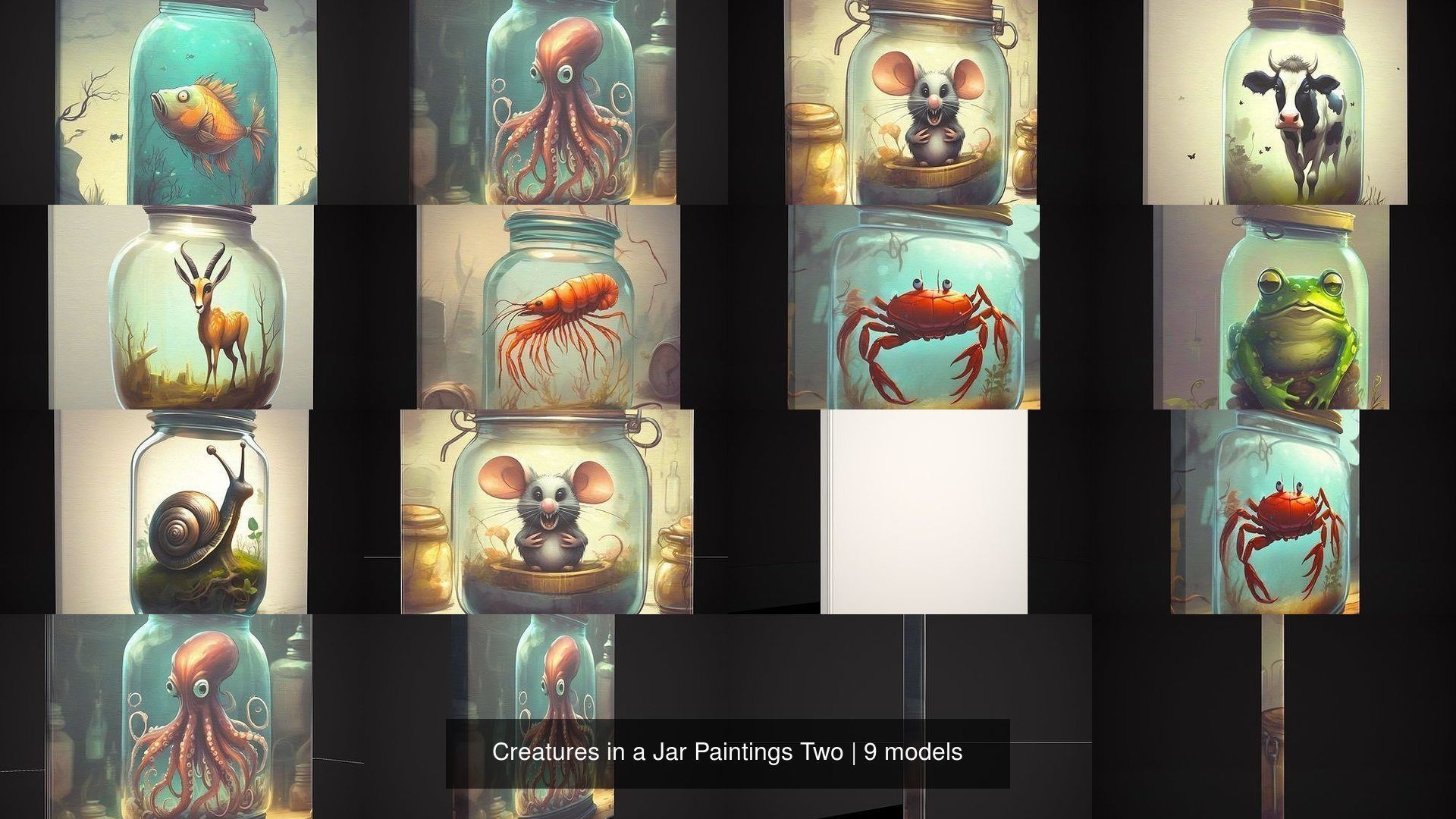 3D Model Collection Creatures in a Jar Paintings Two VR / AR / low-poly ...