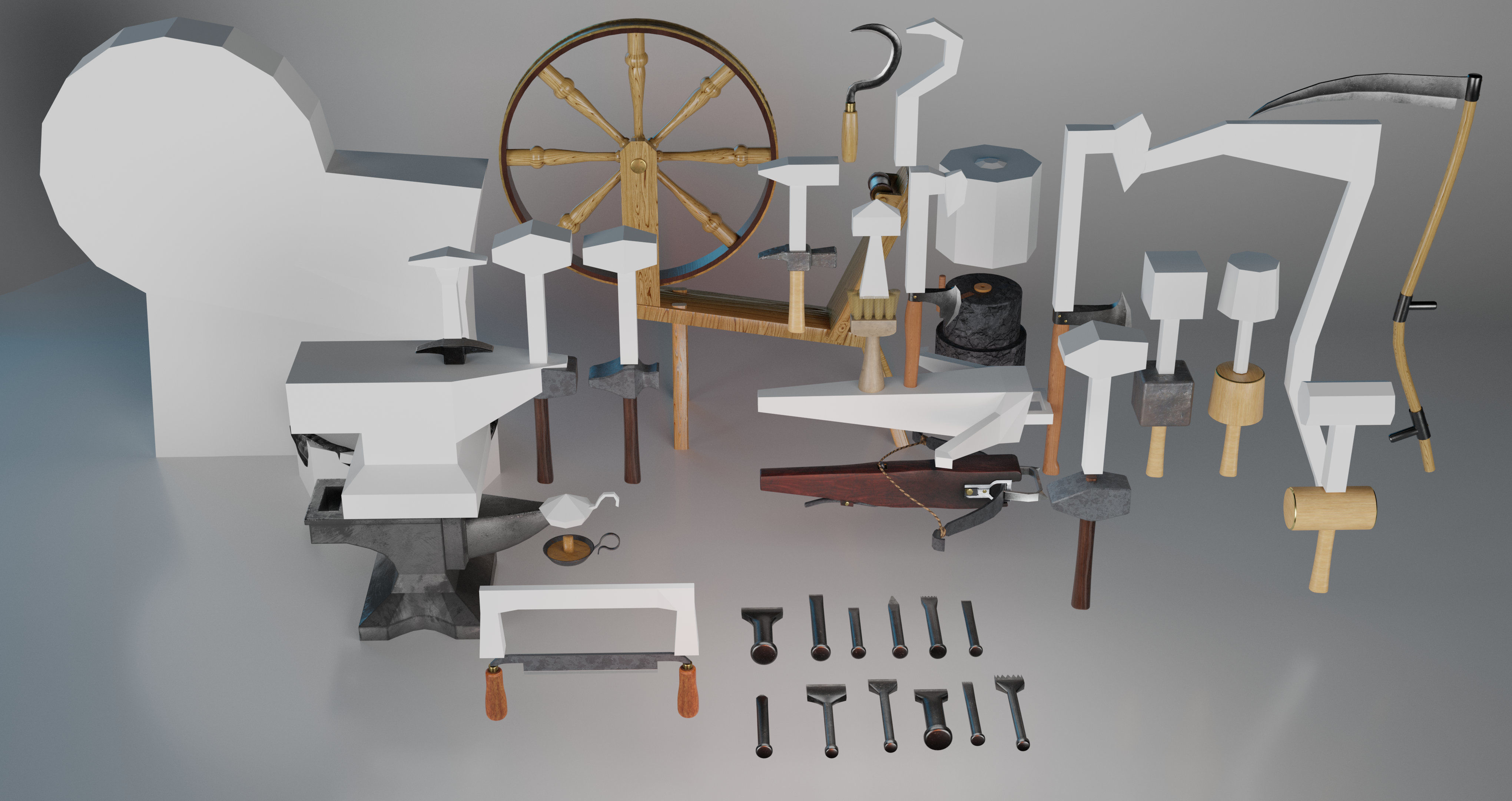 3D model Medieval Tool Pack 1 VR / AR / low-poly | CGTrader