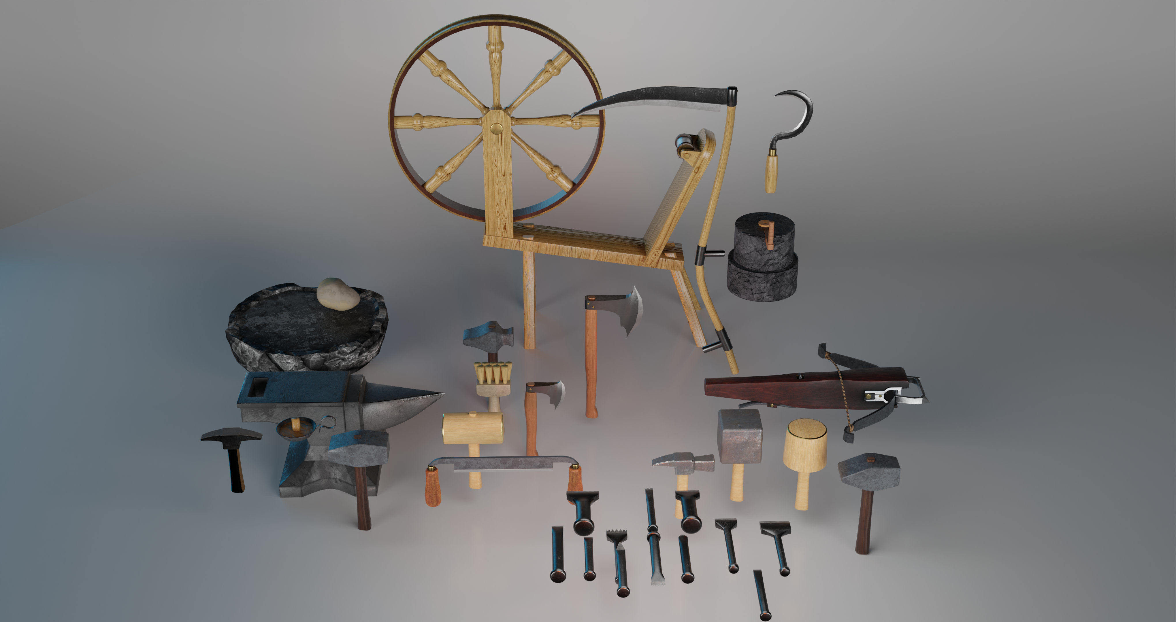 3D model Medieval Tool Pack 1 VR / AR / low-poly | CGTrader