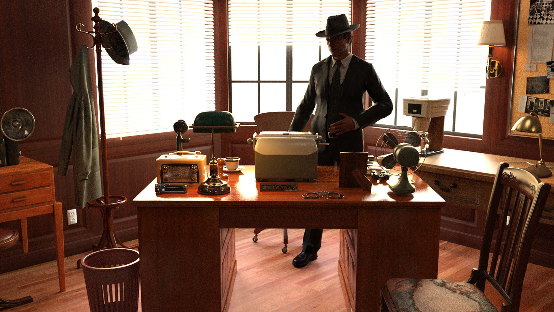 detective Room With Rigged Figure 3D model rigged | CGTrader