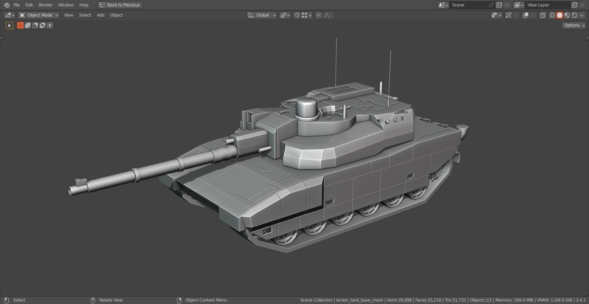 3D model Leclerc TANK BASE MESH VR / AR / low-poly | CGTrader