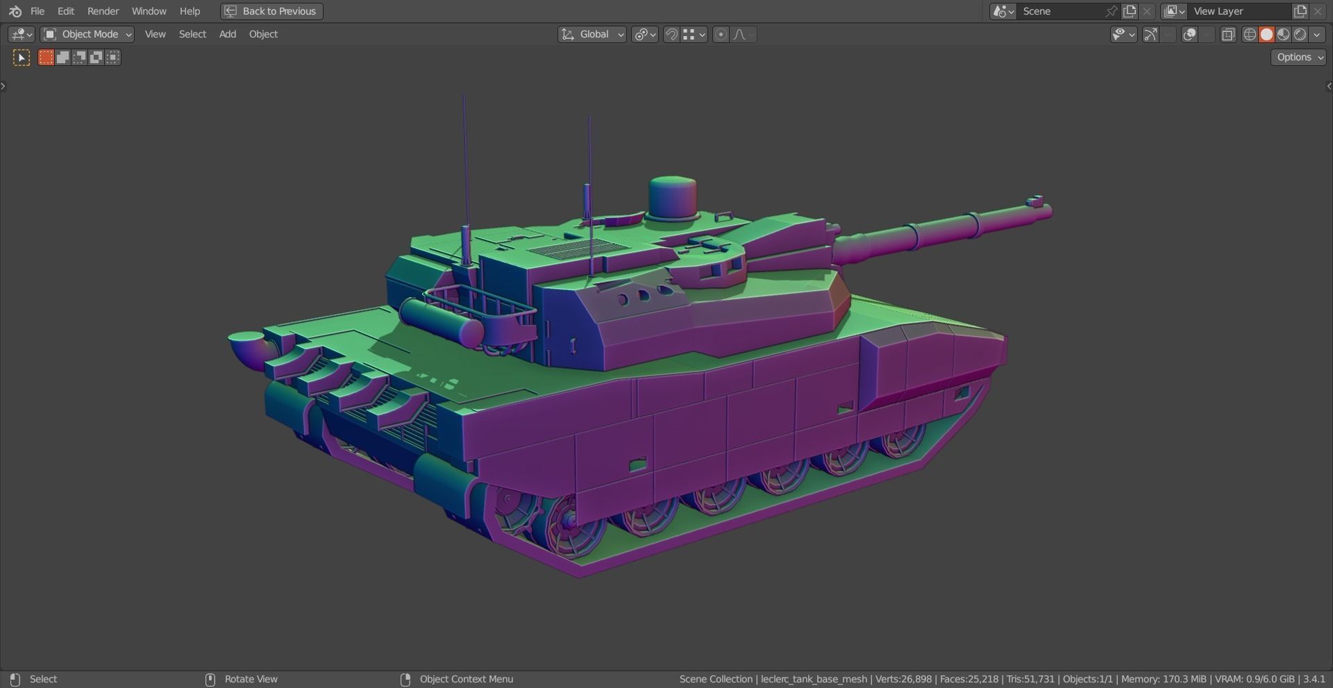 3D model Leclerc TANK BASE MESH VR / AR / low-poly | CGTrader